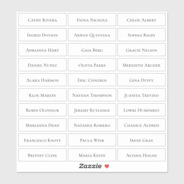 Transparent modern minimalist guest names sticker | Zazzle