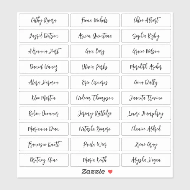 Transparent modern script guest names sticker | Zazzle