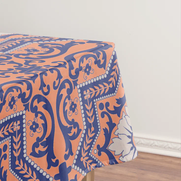 Transparent Monogram Azulejo Style Tablecloth | Zazzle