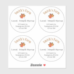 Transparent Round Custom Maple Syrup Stickers | Zazzle