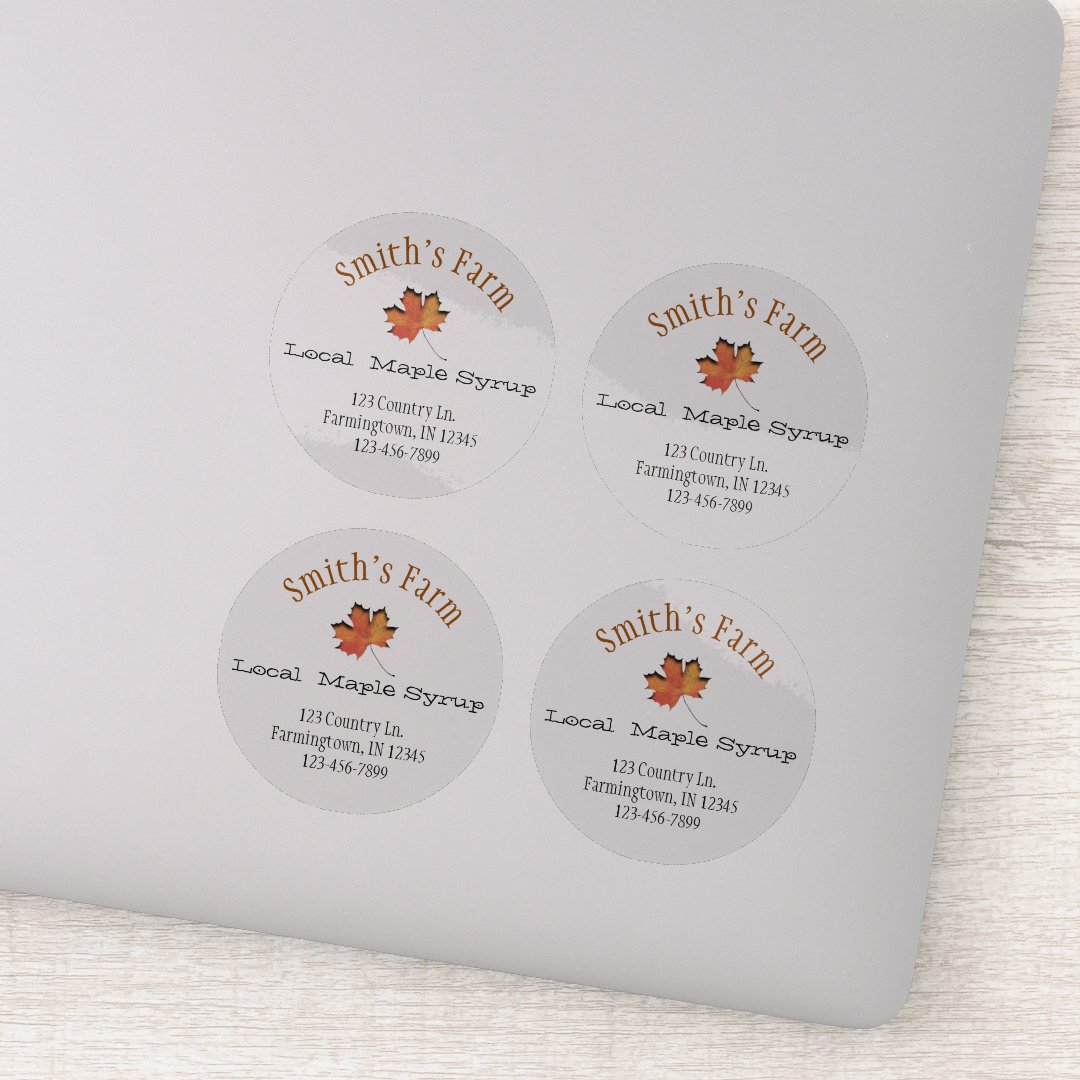 Transparent Round Custom Maple Syrup Stickers | Zazzle