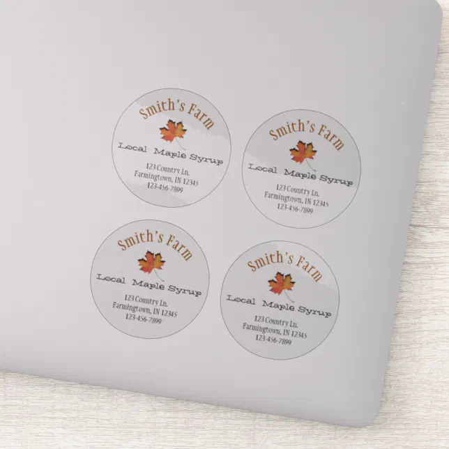 Transparent Round Custom Maple Syrup Stickers | Zazzle