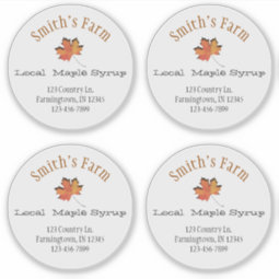 Transparent Round Custom Maple Syrup Stickers | Zazzle