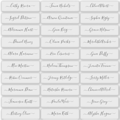 Transparent simple modern script guest names sticker | Zazzle