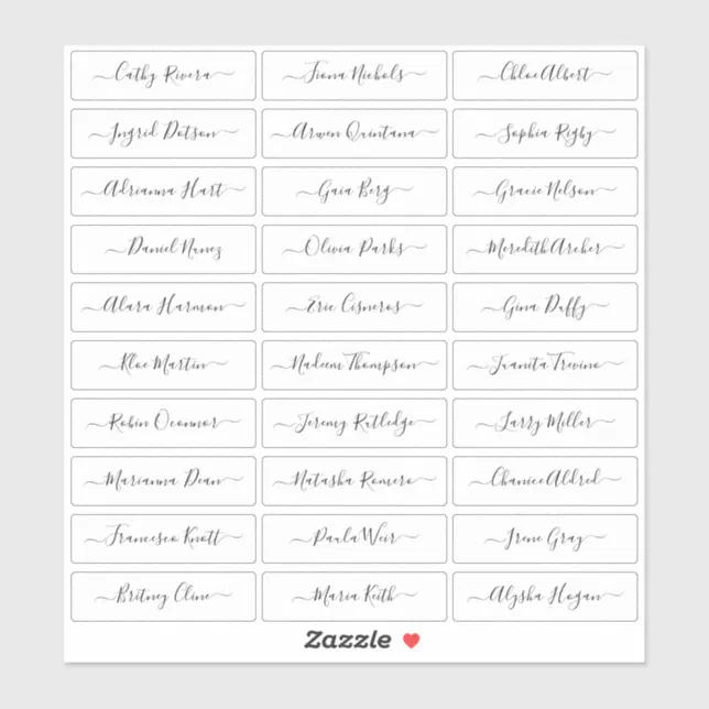 Transparent simple modern script guest names sticker | Zazzle