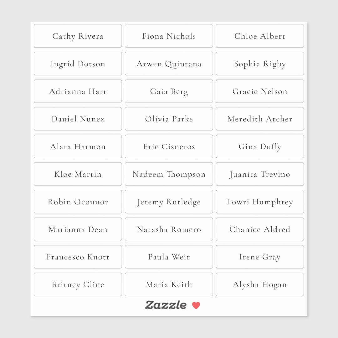 Transparent simple sophisticated guest names sticker | Zazzle