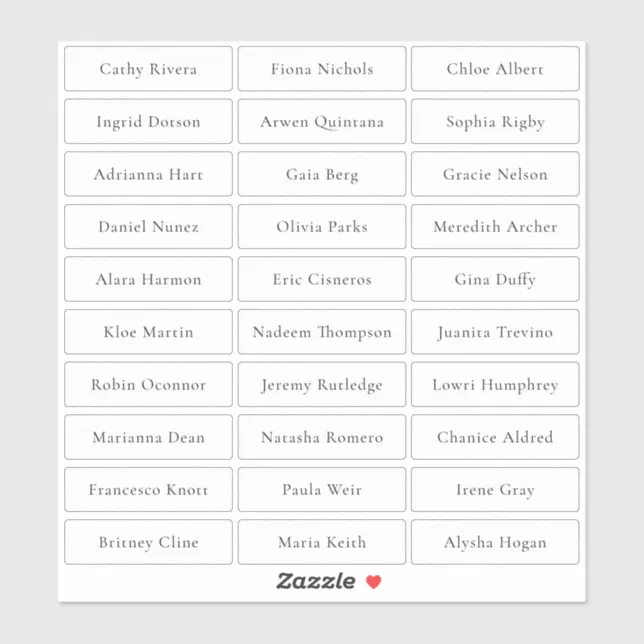 Transparent simple sophisticated guest names sticker | Zazzle