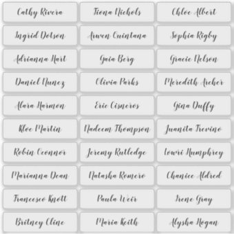 Transparent stylish script guest names sticker | Zazzle