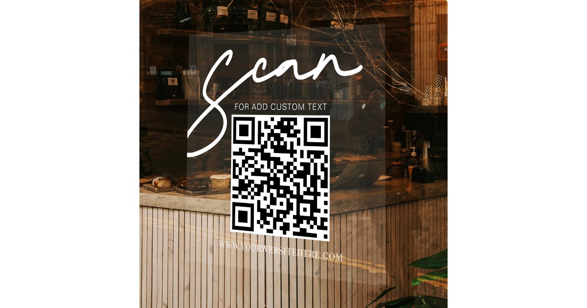 Transparent White Minimalist Business QR Code Window Cling | Zazzle