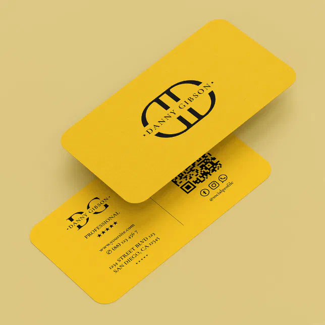 Transport Cab Taxi Driver Monogram G Bright Yellow Business Card | Zazzle