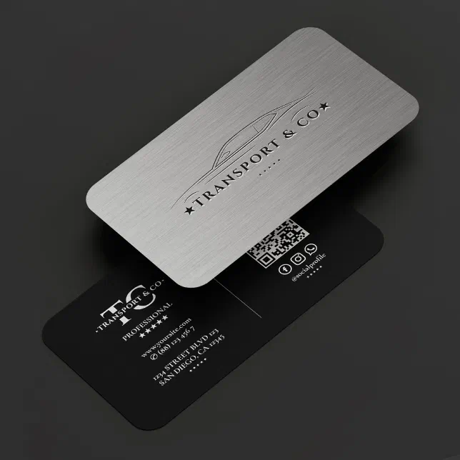 Transport Driver Auto Car Silver Black Modern Business Card | Zazzle