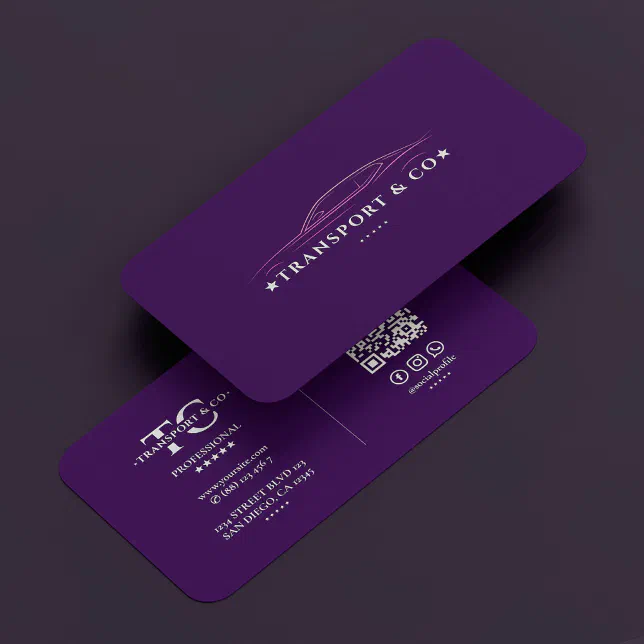 Transport Taxi Driver Car Cab Elegant Purple Business Card | Zazzle