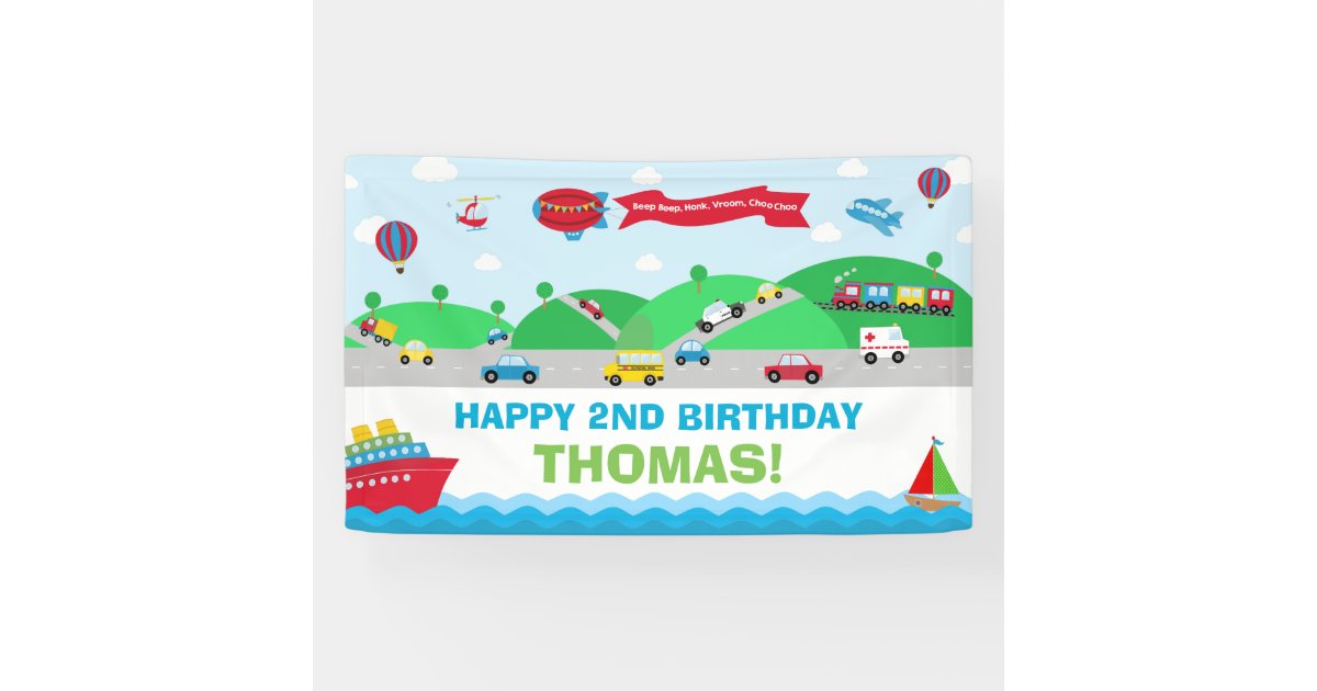Transportation Birthday Party Welcome Backdrop Banner | Zazzle