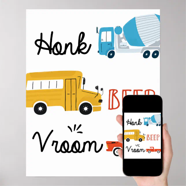Transportation Honk, Beep, Vroom Poster | Zazzle