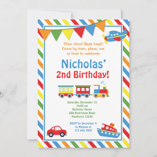 Transportation Invitation / Train Birthday Invite | Zazzle