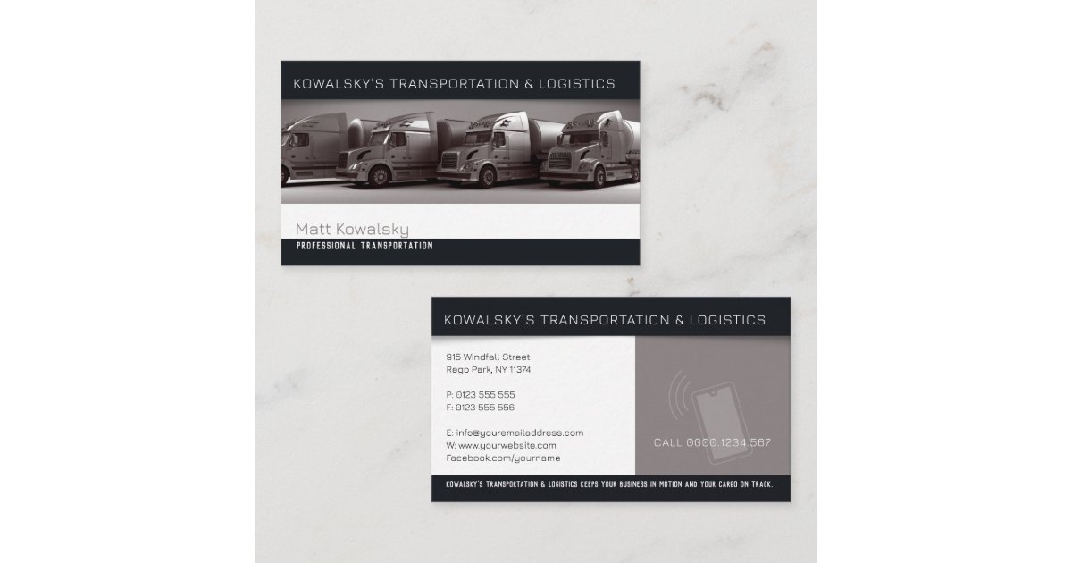 Transportation & Logistic | Trucks Business Card | Zazzle