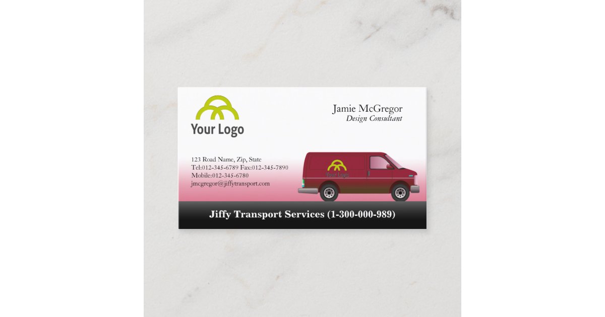 Transportation Red Van Business Cards | Zazzle