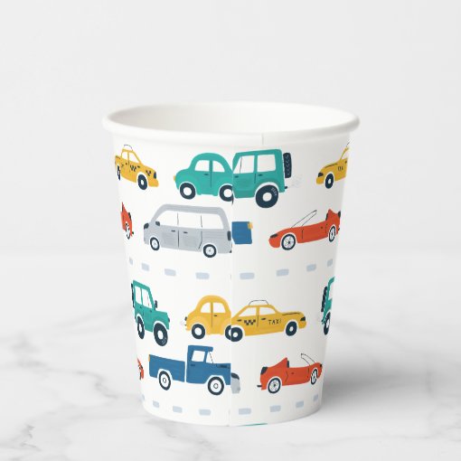 Transportation Theme Birthday Paper Cups | Zazzle