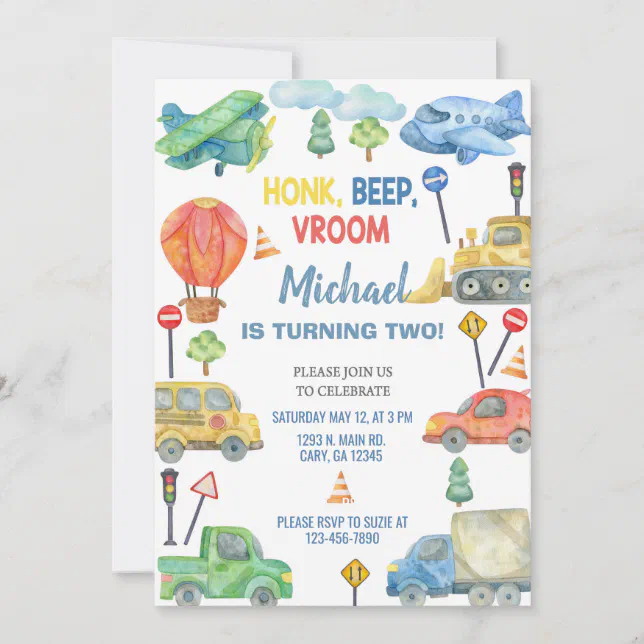 Transportation, transport boy birthday invite. invitation | Zazzle