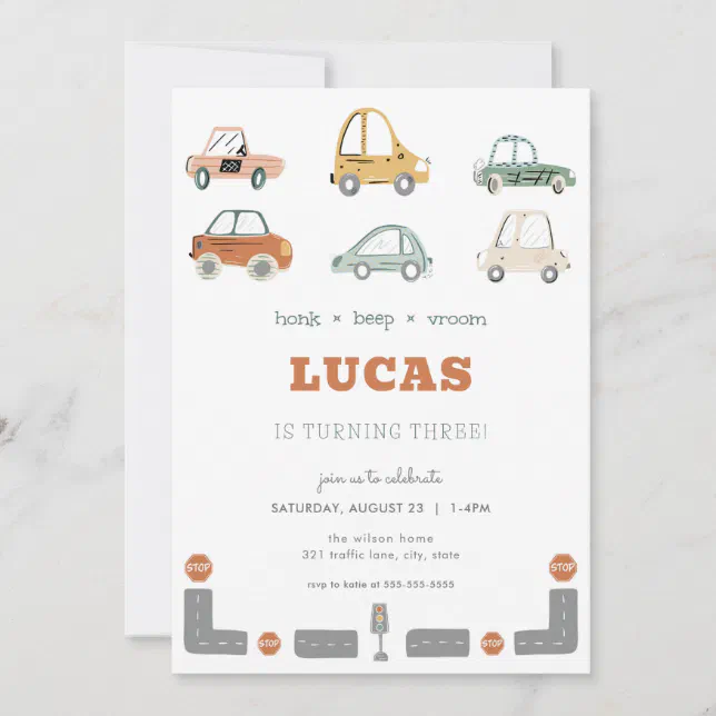 Transportation Vehicle Car Birthday Invitation | Zazzle