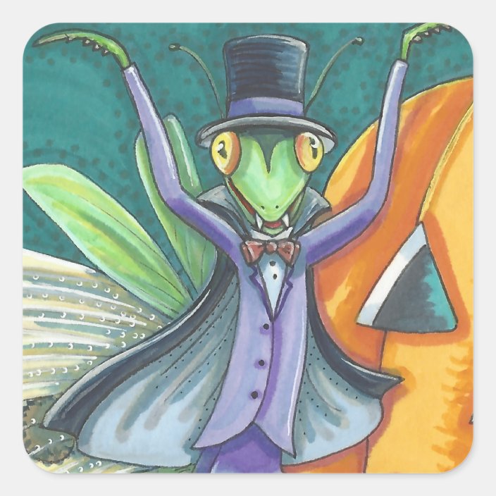 TRANSYLVANIA VAMPIRE PRAYING MANTIS, HALLOWEEN BUG SQUARE STICKER ...