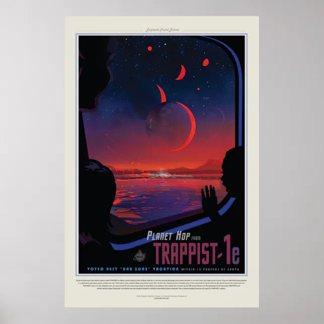 TRAPPIST-1 System Planet 1e retro space tourism ad Poster | Zazzle