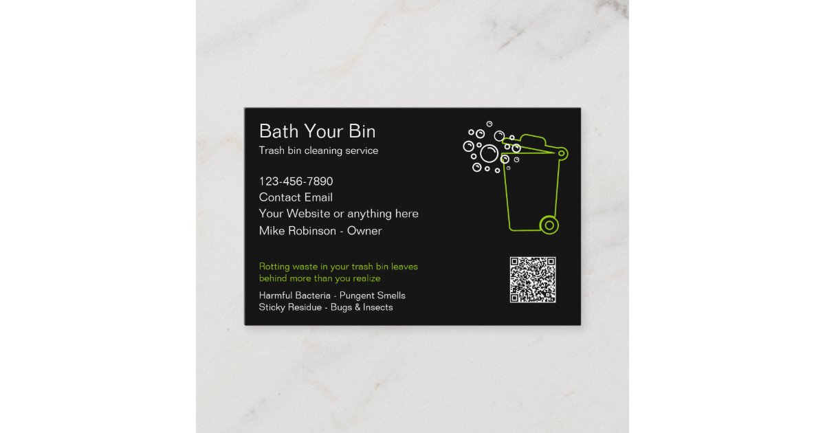 Trash Bin Cleaning Business Cards | Zazzle