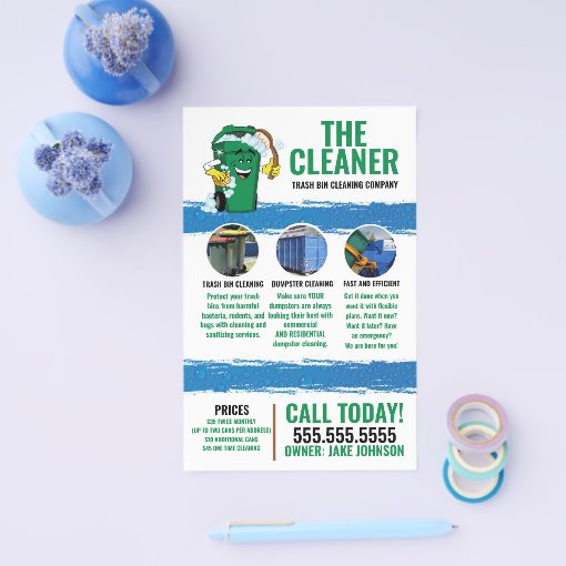 Trash Can Cleaning Service Flyer | Zazzle