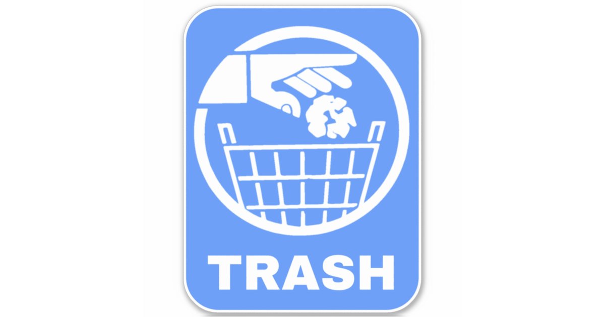 Trash Can Sign - Recycling Bin Sticker | Zazzle