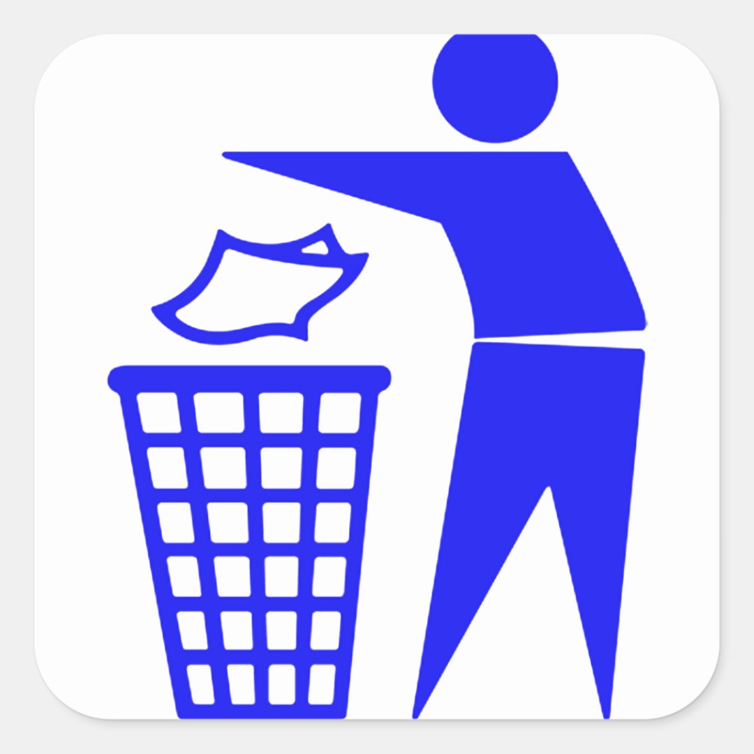 Trash Can Sign Square Sticker | Zazzle
