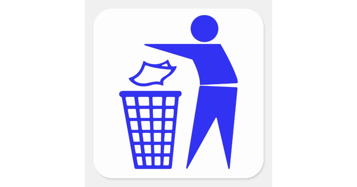Trash Can Sign Square Sticker | Zazzle