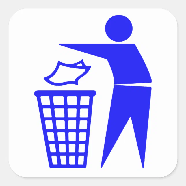 Trash Can Sign Square Sticker | Zazzle