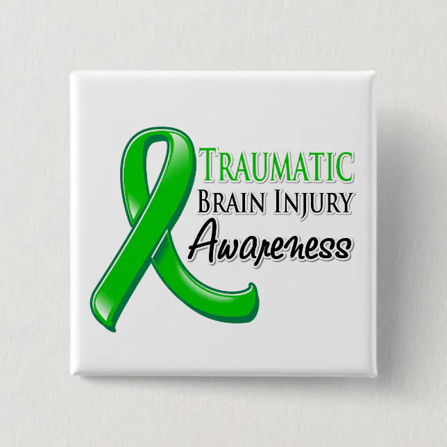 Traumatic Brain Injury Awareness Ribbon Pinback Button | Zazzle
