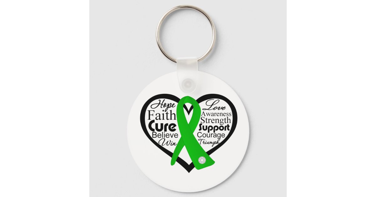 Traumatic Brain Injury Heart Ribbon Collage Keychain | Zazzle