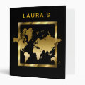 Travel Adventure World Map Gold Faux Geometry 3 Ring Binder | Zazzle