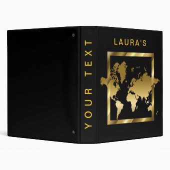 Travel Adventure World Map Gold Faux Geometry 3 Ring Binder | Zazzle