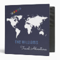 Travel Adventures / World Map Custom Blue Binder | Zazzle