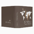 Travel Adventures World Map custom brown 3 Ring Binder | Zazzle