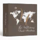 Travel Adventures World Map custom brown 3 Ring Binder | Zazzle