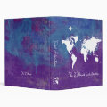 Travel Adventures World Map custom purple blue 3 Ring Binder | Zazzle