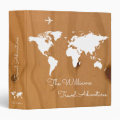 Travel adventures / world map on wood, custom 3 ring binder | Zazzle