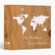 Travel adventures / world map on wood, custom 3 ring binder | Zazzle