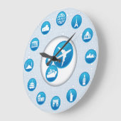 Travel Agency Blue Bubble Design Wall Clock | Zazzle