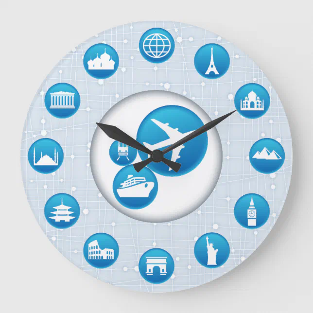 Travel Agency Blue Bubble Design Wall Clock | Zazzle