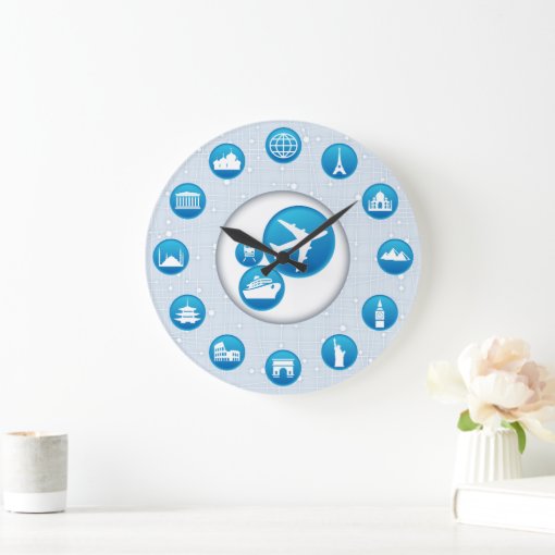 Travel Agency Blue Bubble Design Wall Clock | Zazzle