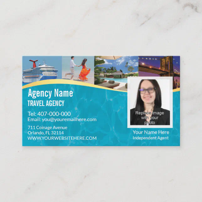Travel Agent Business Card Photo Template | Zazzle