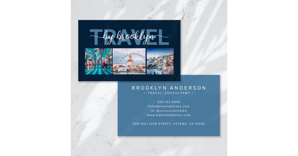 Travel Agent Consultant Photo Collage Business Card | Zazzle