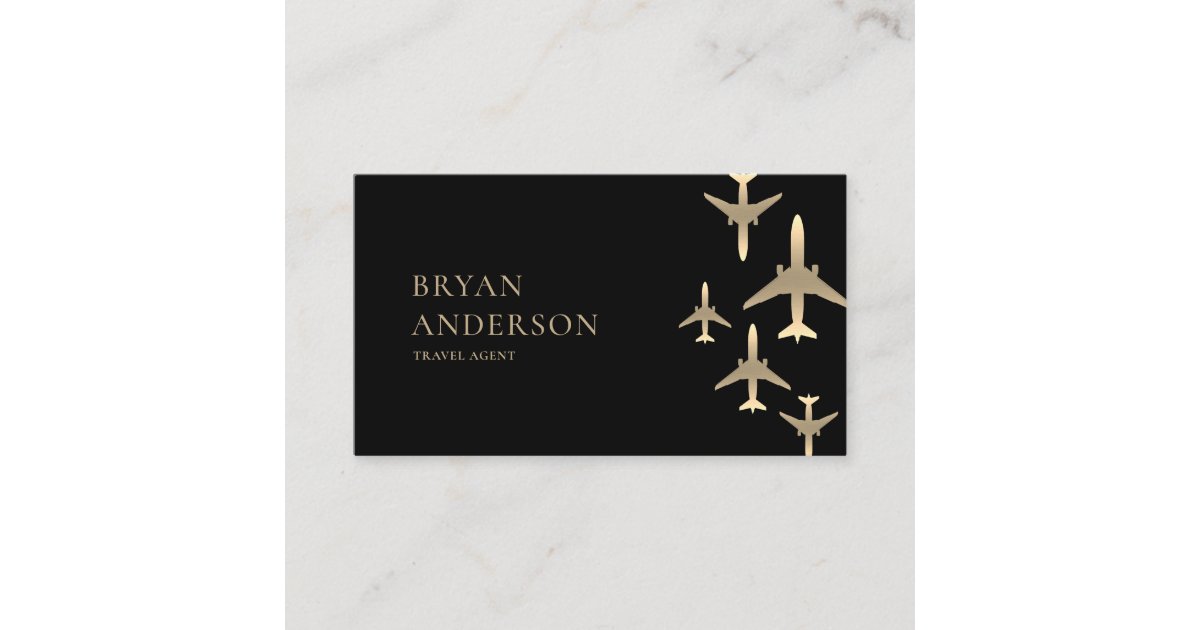Travel Agent Gold Airplanes Business Card | Zazzle
