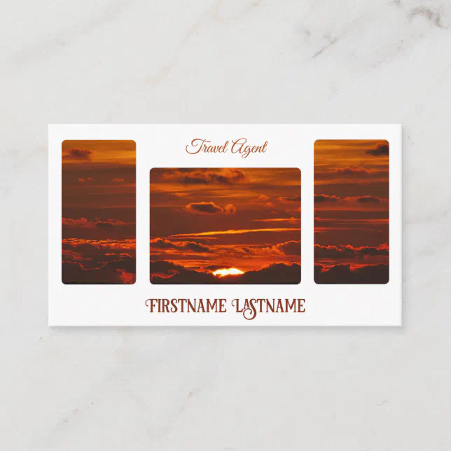 Travel agent sunset sky at ocean beach QR-Code Business Card | Zazzle