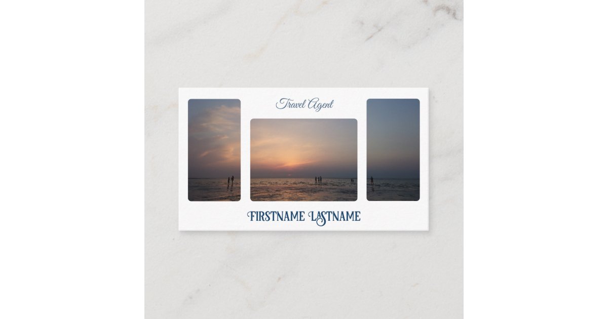 Travel agent sunset sky at ocean beach QR-Code Business Card | Zazzle